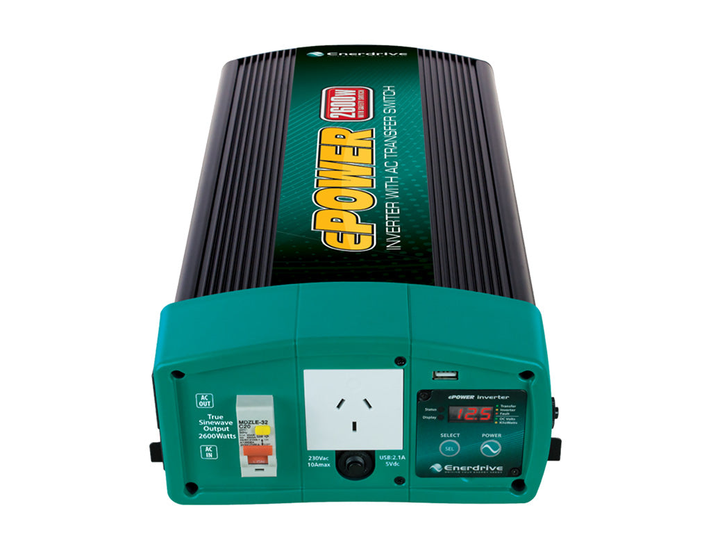 Enerdrive ePOWER 12V 2600W True Sine Wave Inverter with AC Transfer Sw